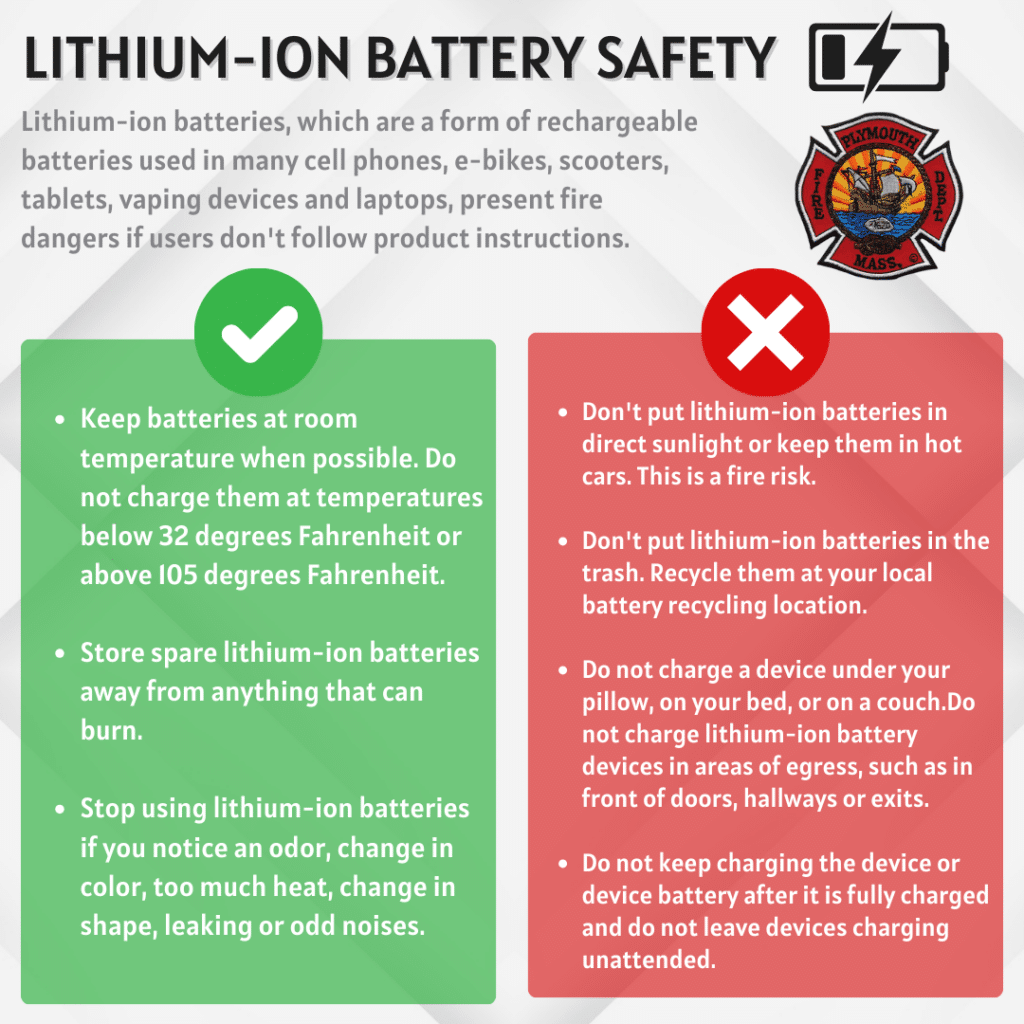 Plymouth Fire Department Shares Lithium-Ion Battery Safety Tips After Electric Scooter Fire ...