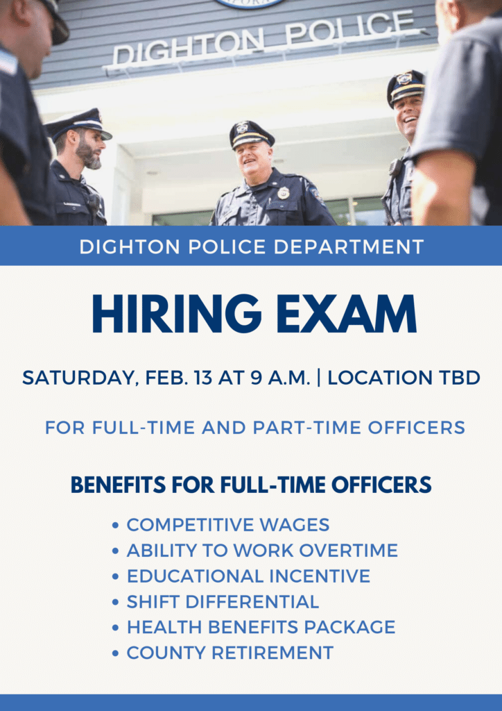 Dighton Police Department to Offer Police Entrance Exam Next Month ...