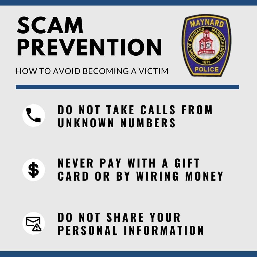 Maynard Police Department Warns Residents About Scams, Offers Tips ...
