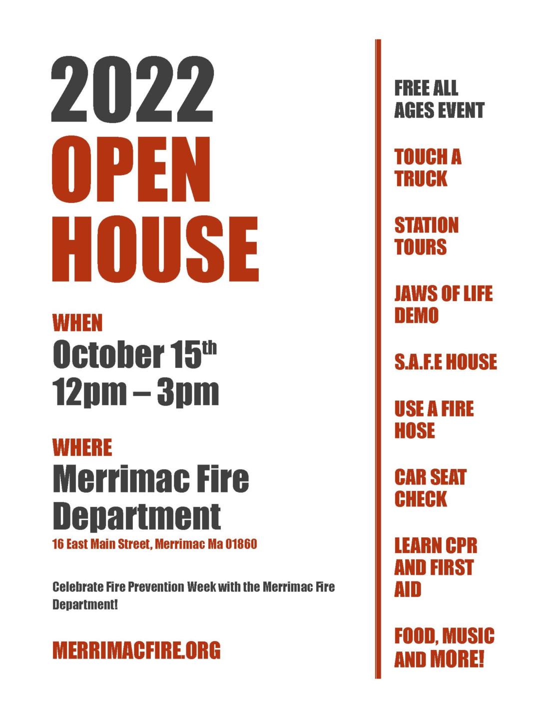 Merrimac Fire Department Invites Community to Open House in Recognition ...