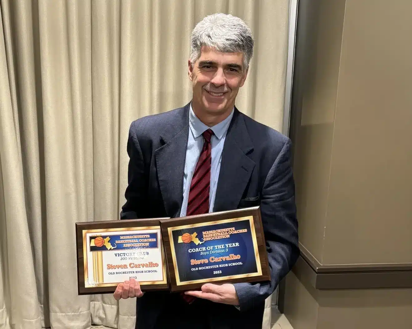 Old Rochester Regional High School Boys Basketball Coach Steve Carvalho ...