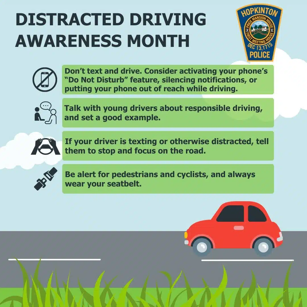 Hopkinton Police Department Reminds Motorists to Stay Alert, Focus on ...