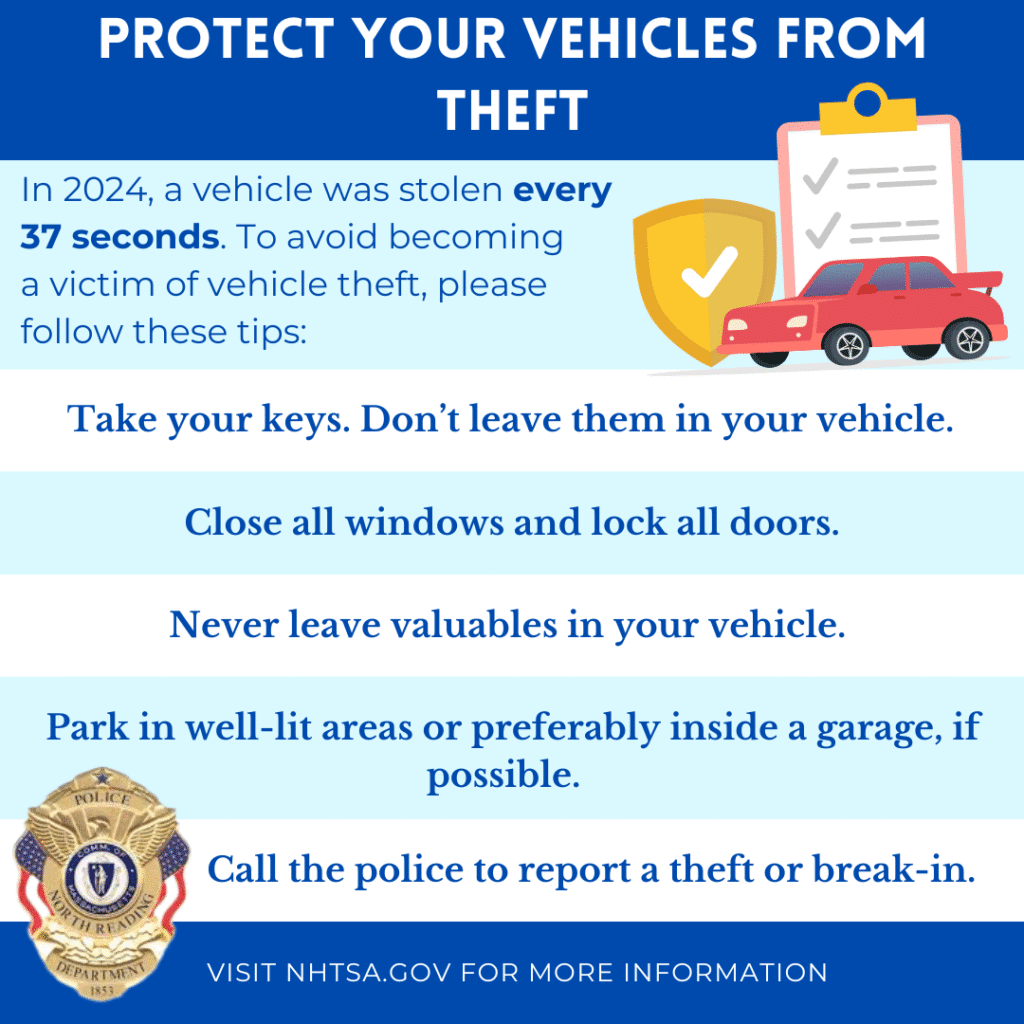 North Reading Police Department Shares Vehicle Theft Prevention Tips ...