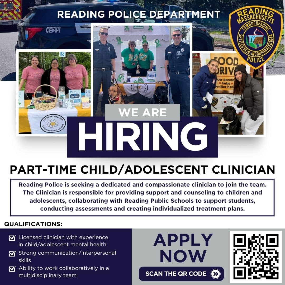 Reading Police Department Hiring Part-Time Child/Adolescent Clinician ...